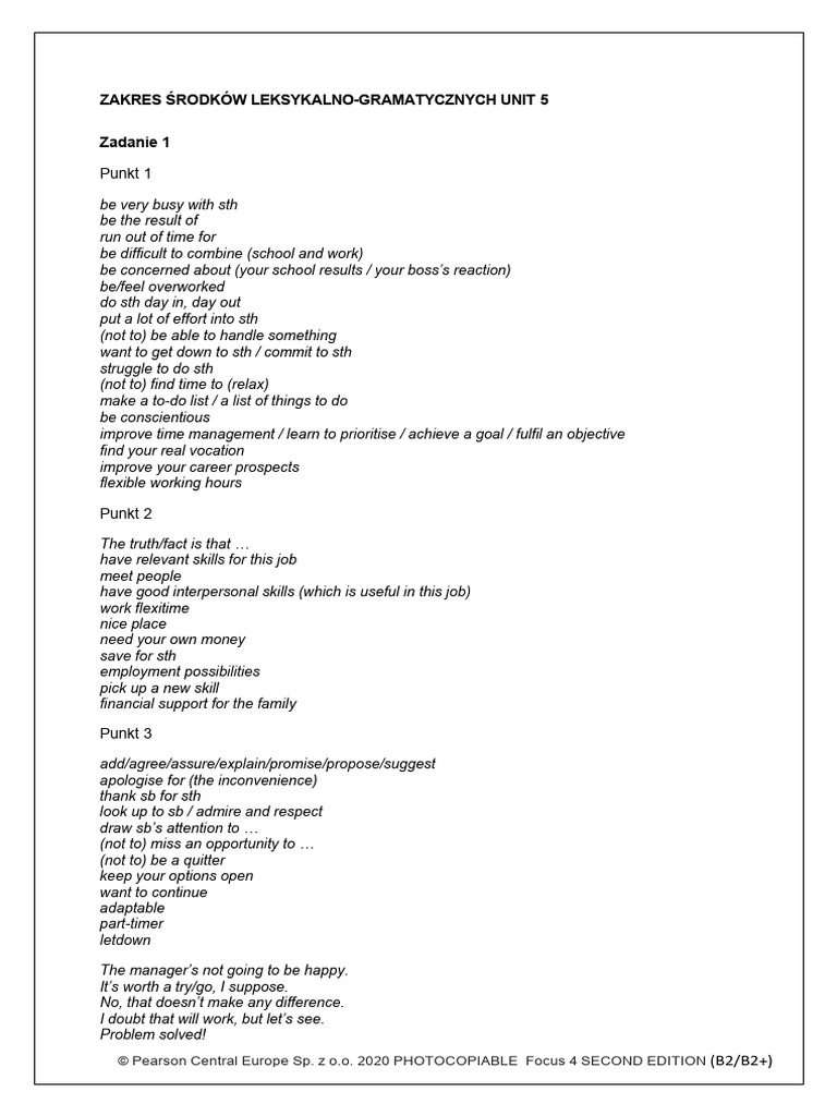 Focus4 2E Matura Speaking Unit 5 Language Bank | PDF