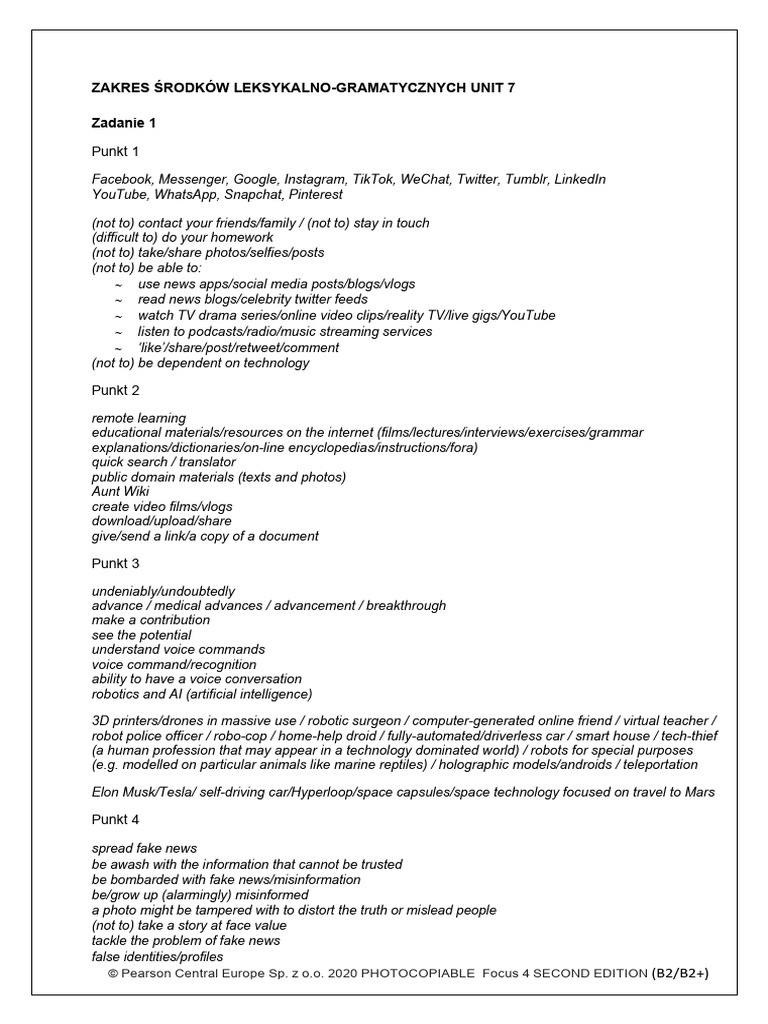 Focus4 2E Matura Speaking Unit 7 Language Bank | PDF | Computer Virus | Artificial Intelligence