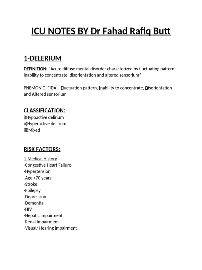 ICU NOTES DR FAHAD RAFIQ BUTT | PDF | Hemodialysis | Medical Specialties