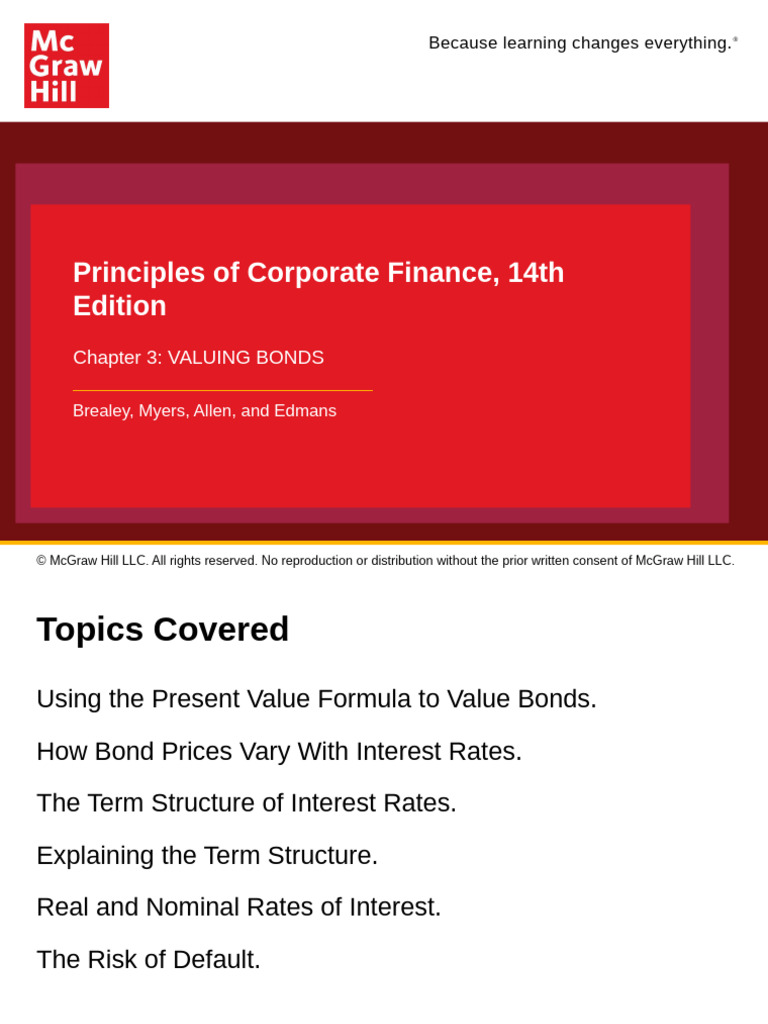 Brealey PCF 14e Chap003 PPT Accessible | PDF | Bond Credit Rating | Bonds (Finance)