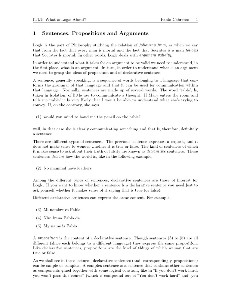 ITL1 | PDF | Argument | Logic