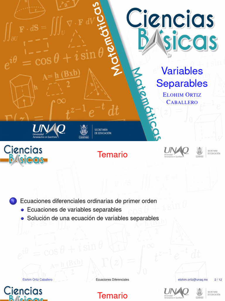 Ecuaciones de Variables Separables | PDF | Ecuaciones | Matemáticas