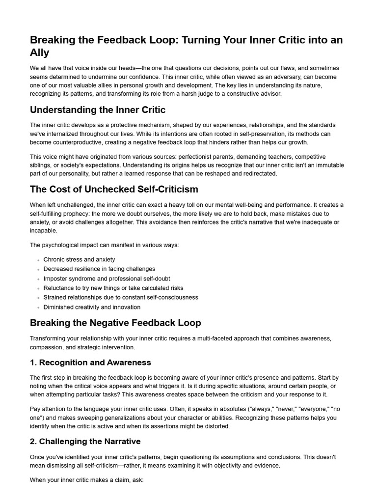 Breaking The Feedback Loop | PDF | Psychological Resilience | Mentorship