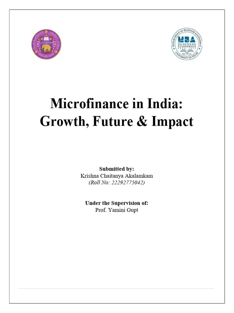 RP Interim Report - Chaitanya - Microfinance | PDF | Microfinance | Financial Inclusion