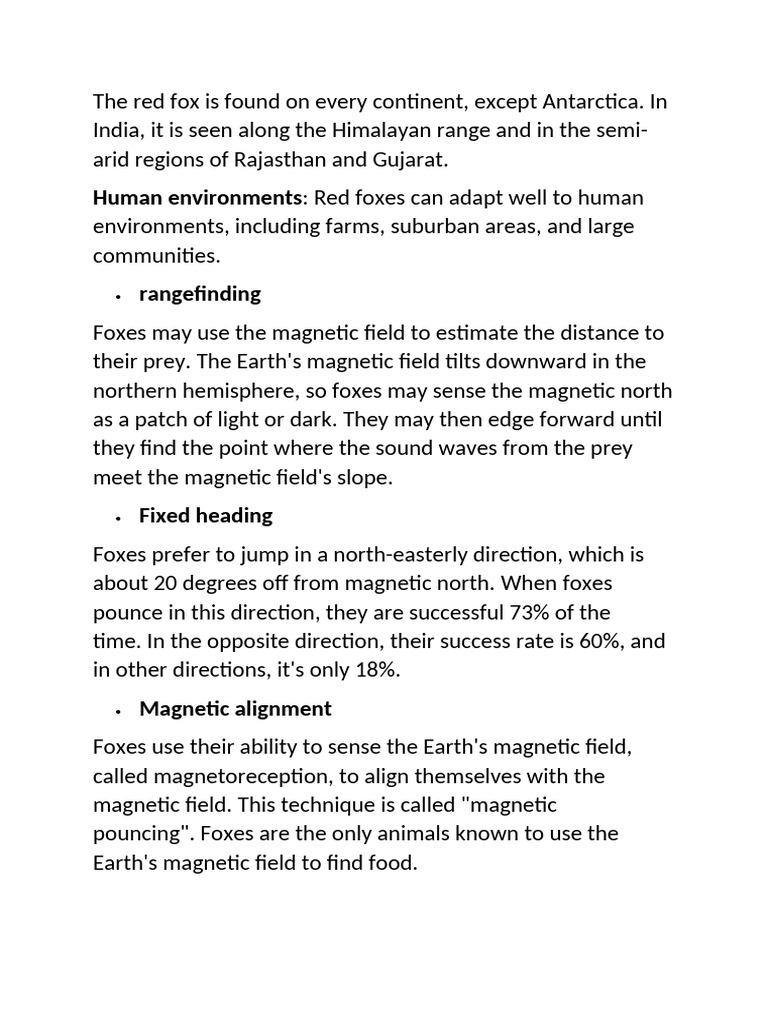 Red Fox Behavior and Adaptation | PDF