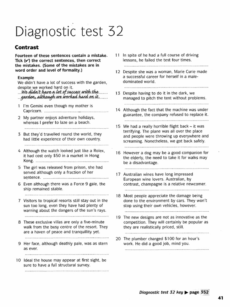 Diagnostic Test 32 Contrast | PDF | Linguistics | Cognitive Science