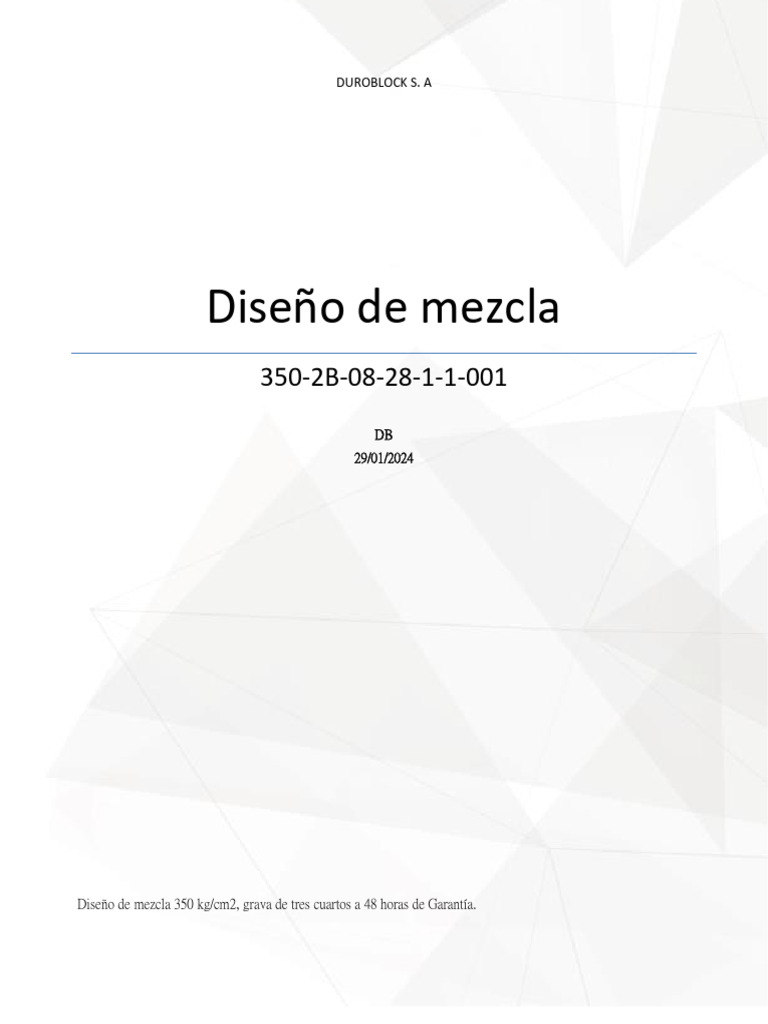 Diseño de Mezcla Vigas T Pjii (350-2B-08-28-1-1-001) | PDF | Hormigón ...