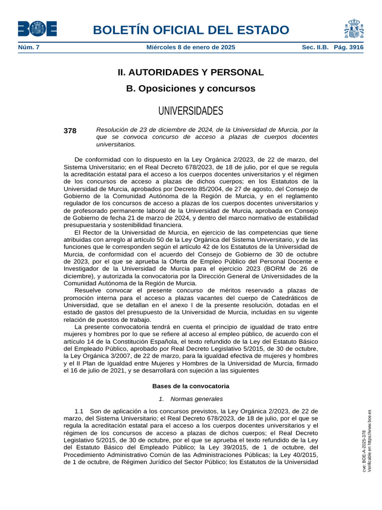 Boe A 2025 378 | PDF | Gobierno