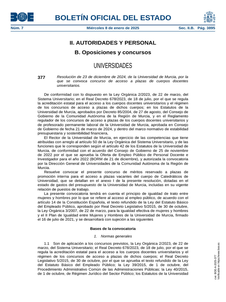 Boe A 2025 377 | PDF | Gobierno