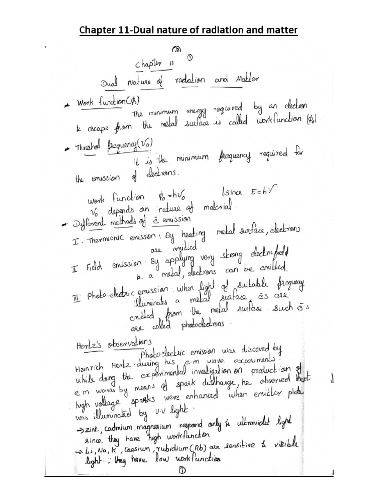 NT - CL 12-PHY-Dual Nature of Radiation and Matter-2024-25 | PDF