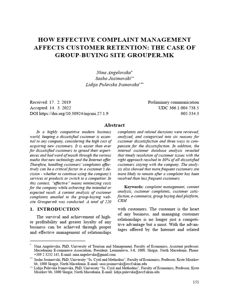 How Effective Complaint Management Affec | PDF | Customer Relationship ...