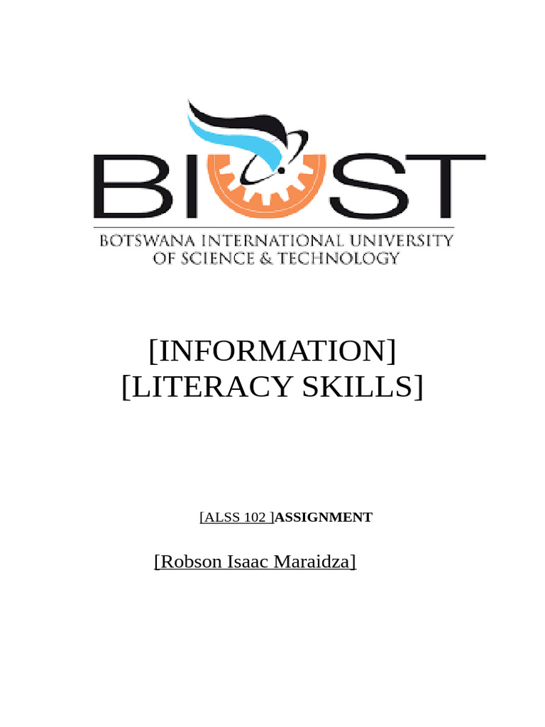 (Information) (Literacy Skills) : (Robson Isaac Maraidza) | PDF | C ...