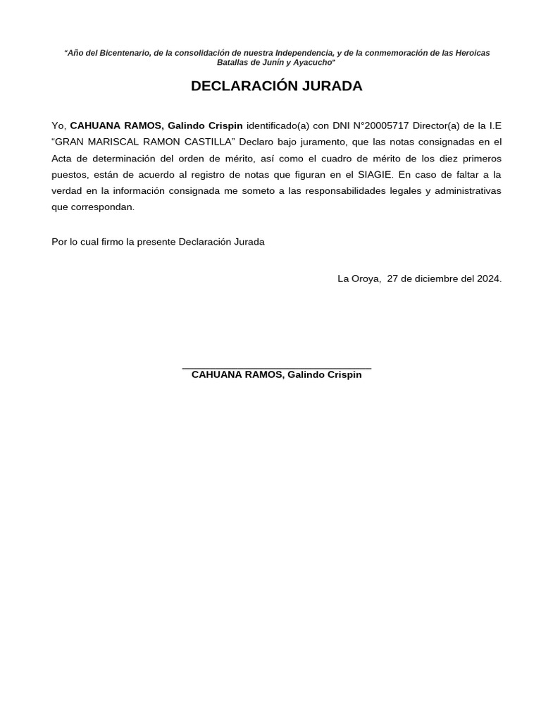 Anexo 5-Declaración Jurada | PDF