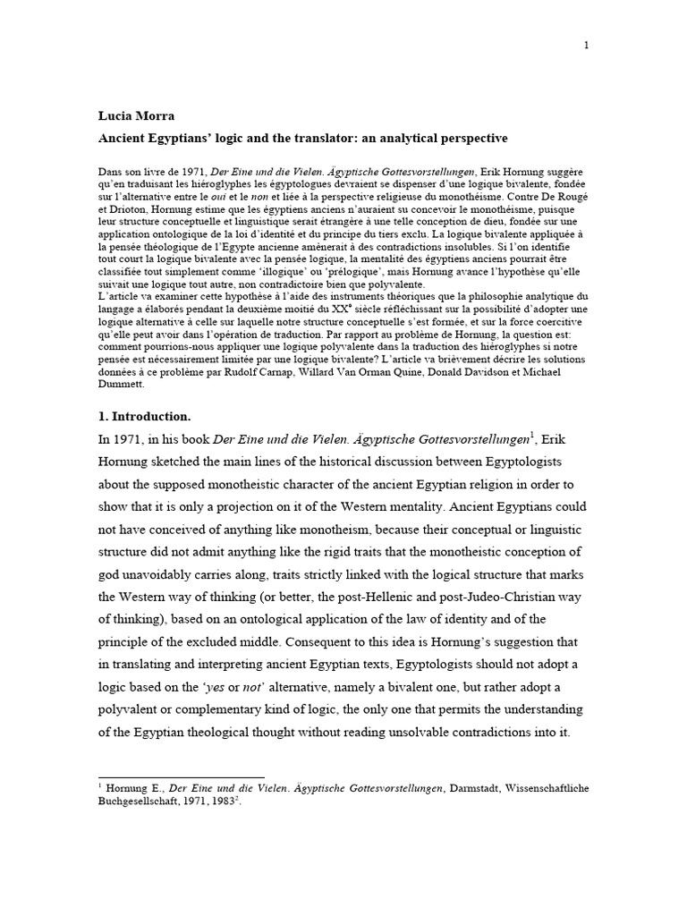 Ancient Egyptians Logic and The Translat | PDF | Monotheism | Logic