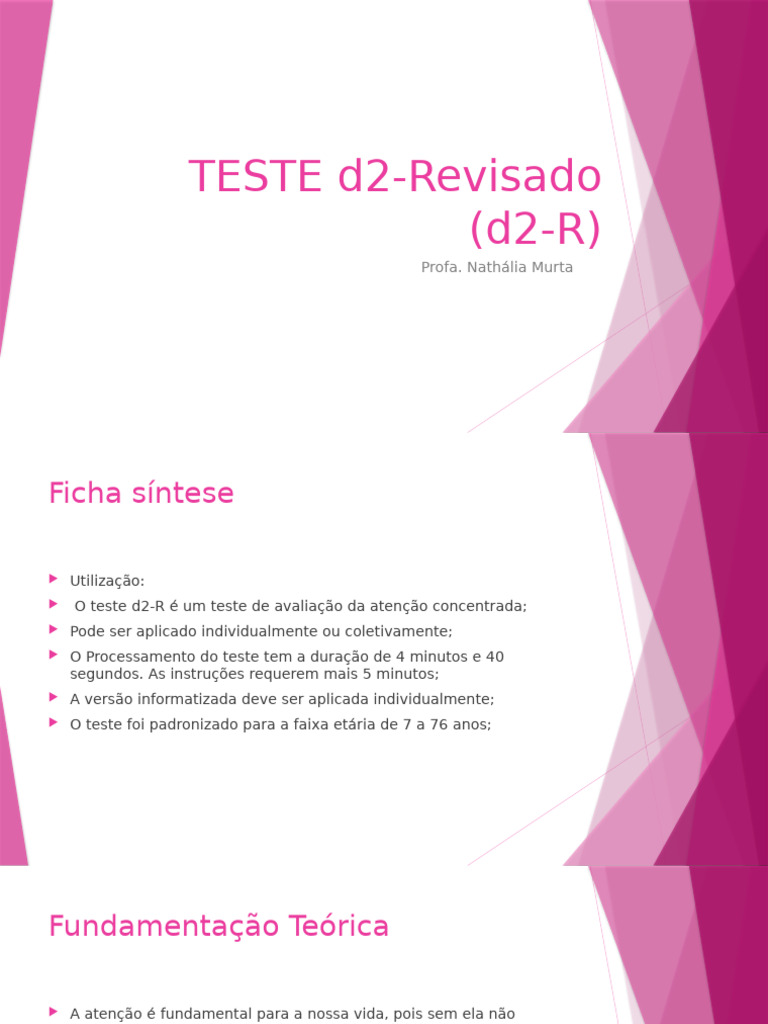 Teste d2-R: Avaliação da Atenção Concentrada | PDF | Atenção | Inteligência