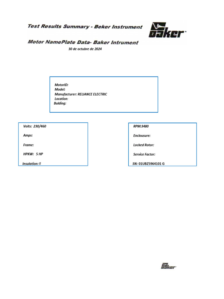 Pruebas Baker Reliance Electric 5HP | PDF | Electrical Resistance And ...