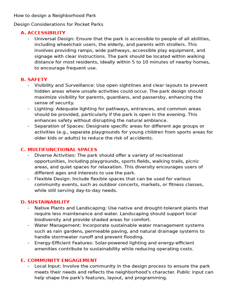 How To Design A Neighborhood Park | PDF | Parks | Playground