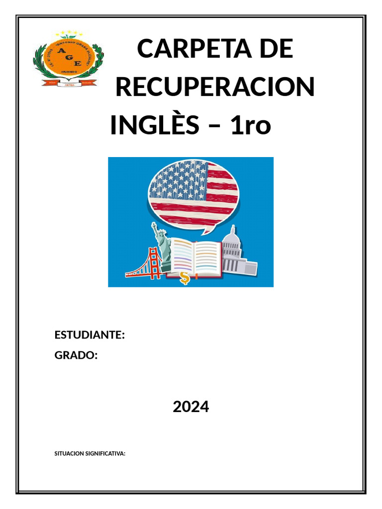 Carpeta de Recuperación Inglés 2024 | PDF | Turismo