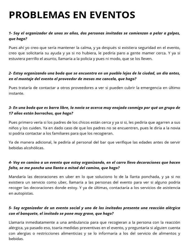 Problemas en Eventos PDF | PDF