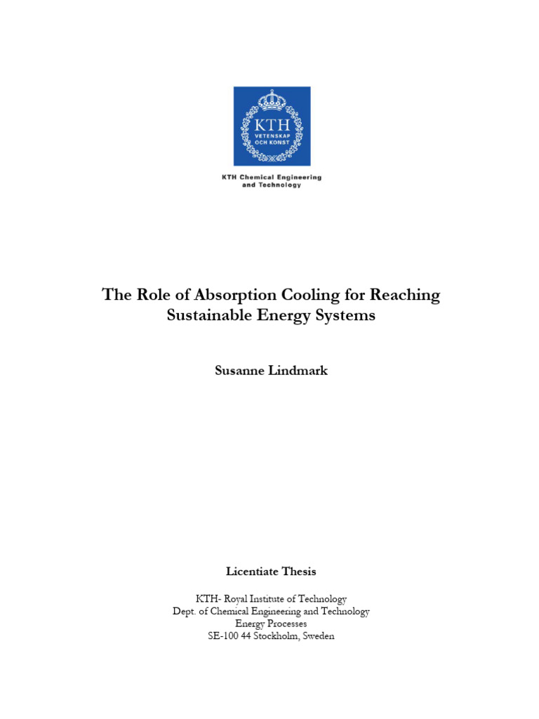 The Role of Absorption Cooling For Reaching Sustainable Energy Systems ...