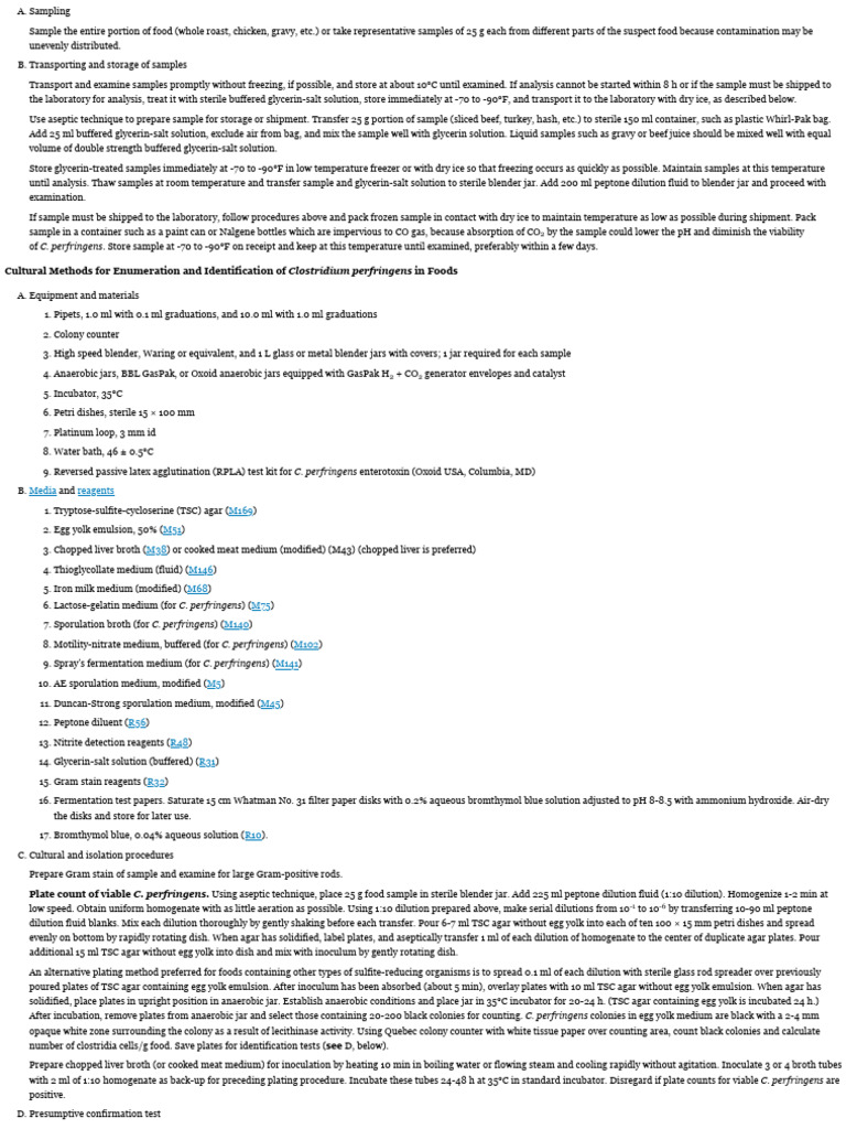 BAM Chapter 16 - Clostridium Perfringens - FDA | PDF | Agar