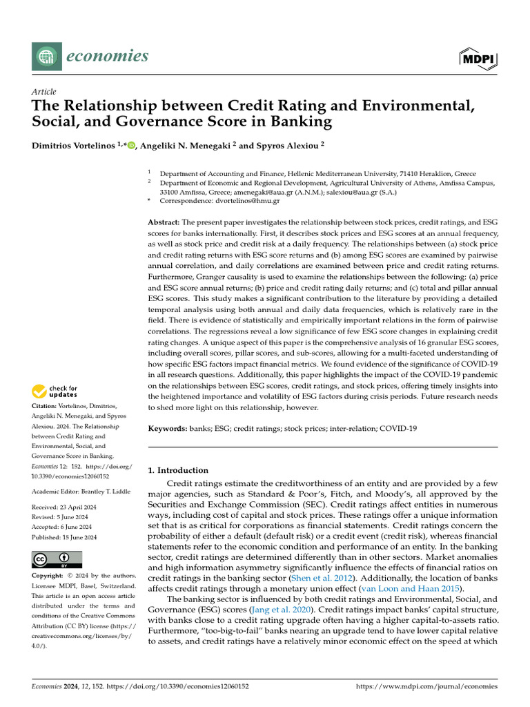 economies-12-00152 | PDF | Financial Risk | Banks
