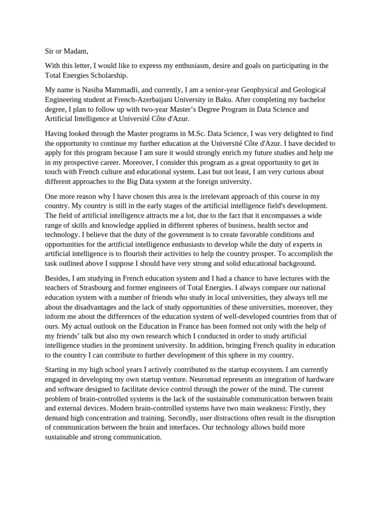 Total Motivation Letter | PDF | Startup Company | Small Business ...