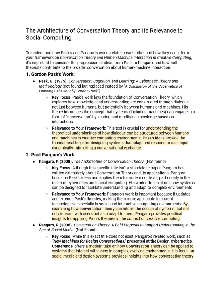 The Architecture of Conversation Theory and Its Relevance To Social ...