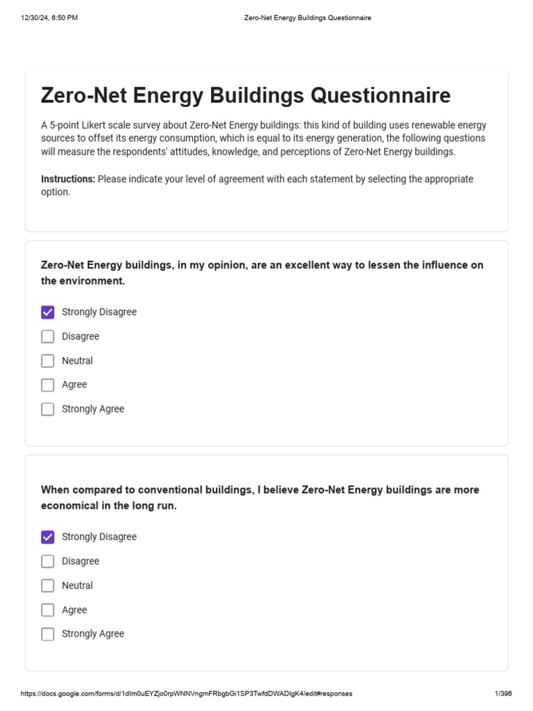 Zero-Net Energy Buildings Questionnaire - Google Forms1 | PDF | Likert ...