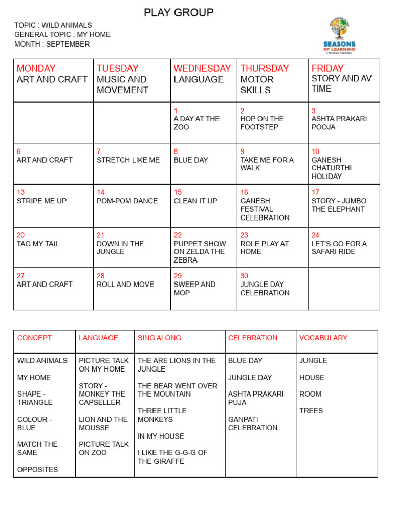 September - Playgroup | PDF