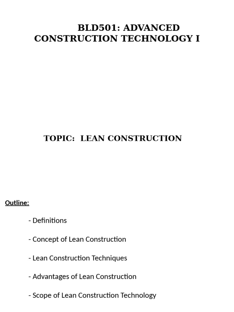 Topic Lean Construction Pdf Lean Manufacturing Business Economics