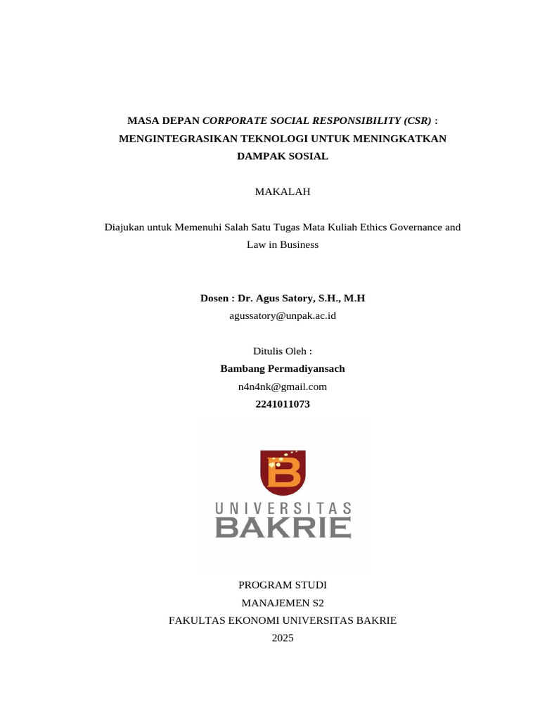 Integrasi Teknologi dalam CSR 2025 | PDF