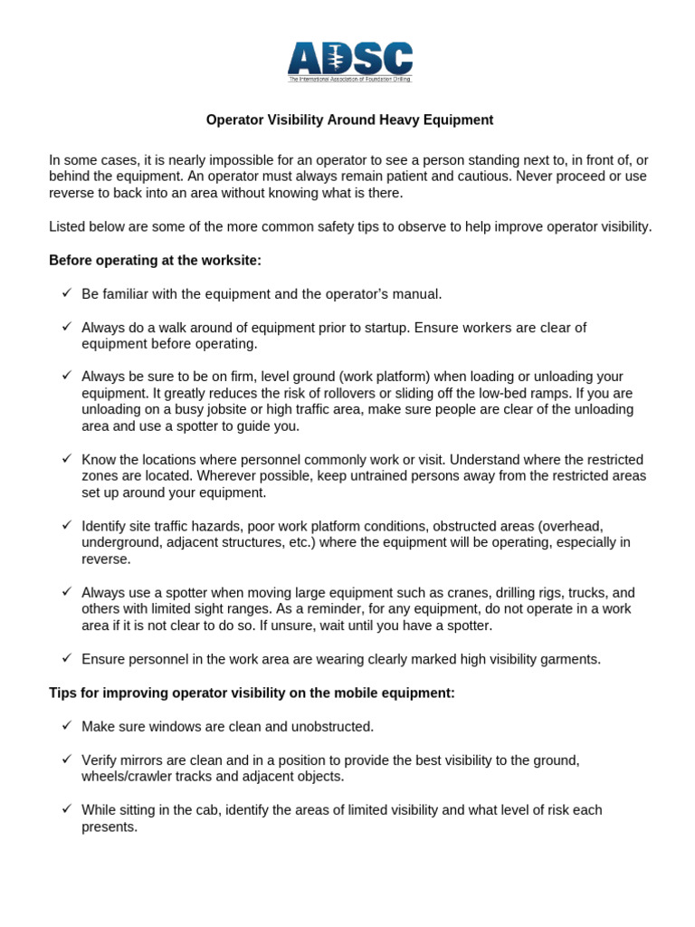 Operator_Visibility_Around_Heavy_Equipment_(1) | PDF | Safety