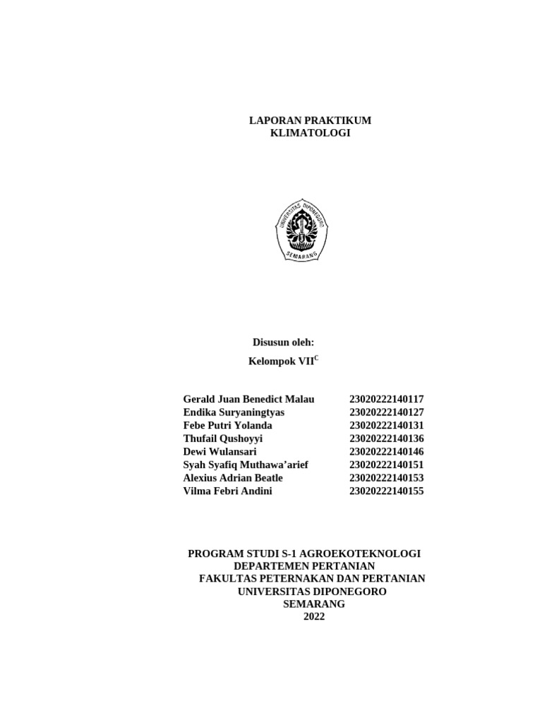 ACC Bersyarat - 7C - Lapres Acara 1 Dan 2 - Laporan Klimatologi | PDF