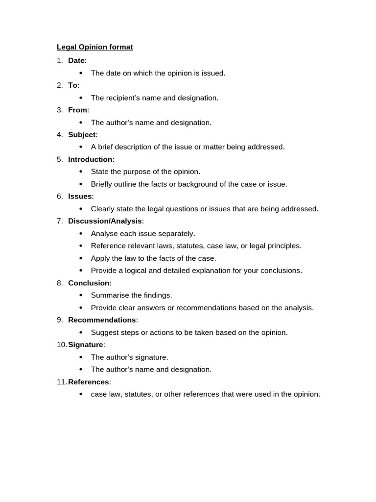 Legal Opinion Structure Format Example | PDF
