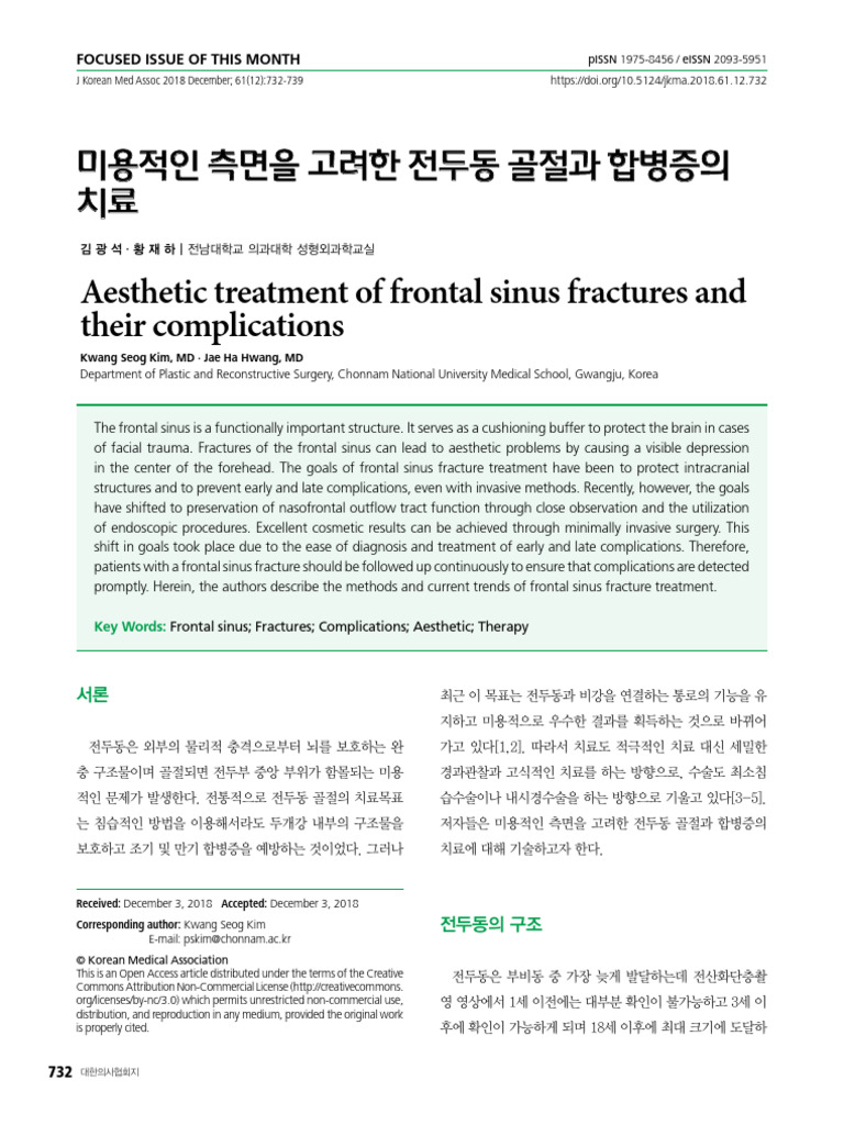 Aesthetic Treatment of Frontal Sinus Fractures and | PDF