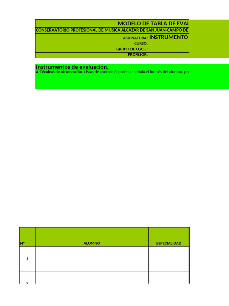 Tablas Evaluación 2º Inst. Compl | PDF | Acorde (Música) | Armonía
