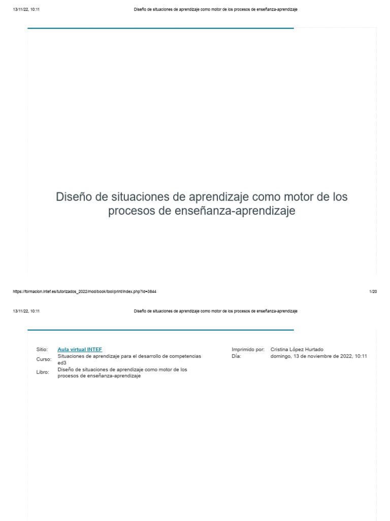Dise o de Situaciones de Aprendizaje Como Motor de Los Procesos de Ense Anza-Aprendizaje | PDF ...