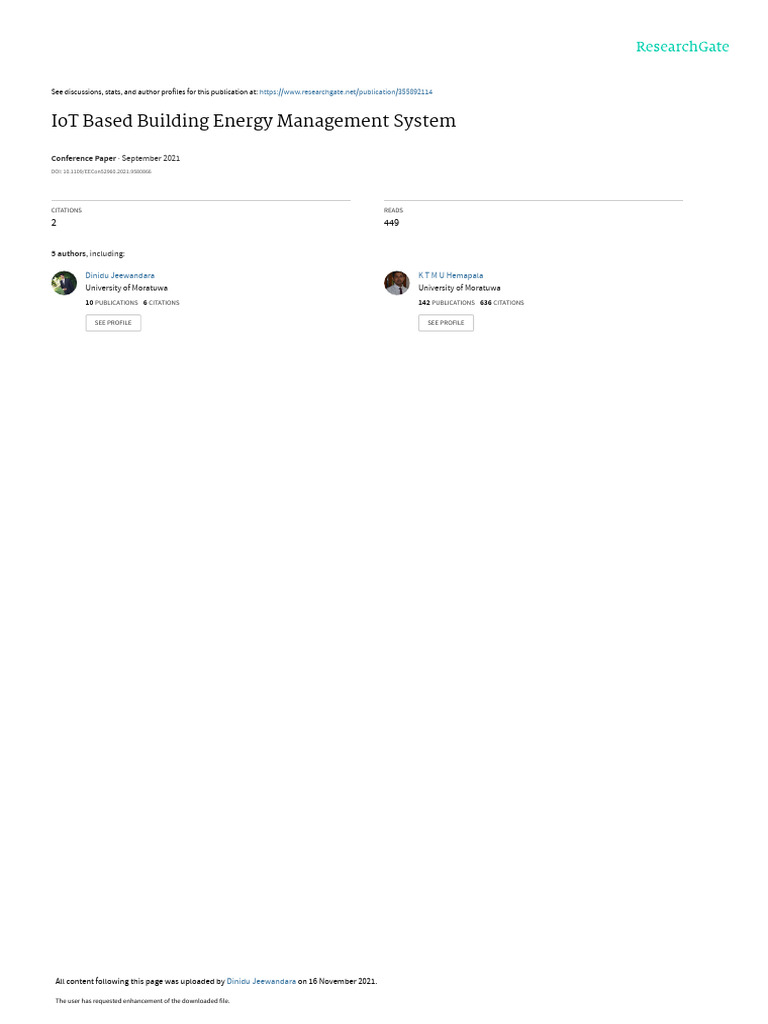 Iot Based Building Energy Management System | PDF | Machine Learning | Electrical Grid