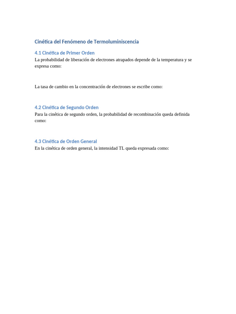 Cinetica Termoluminiscencia Symbols Equations (1) | PDF