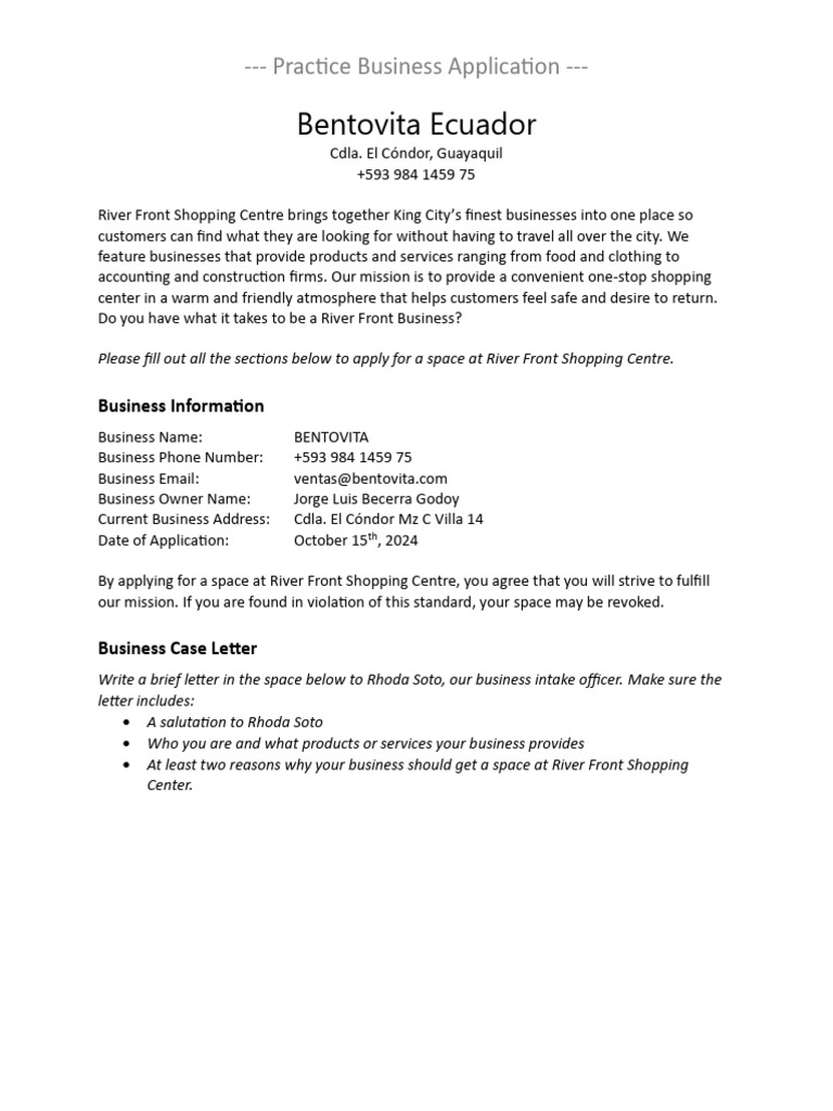 River Front Shopping Centre Application | PDF