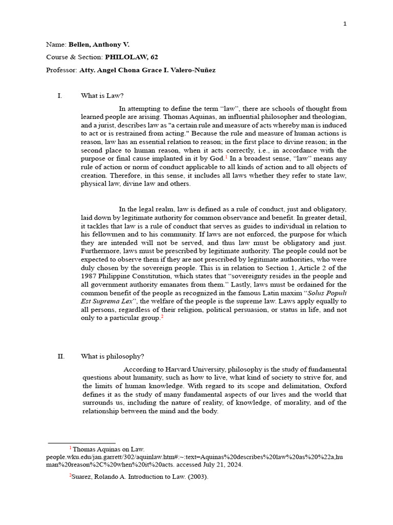 Bellen, Anthony - PHILOLAW - Sec62 | PDF | Reason | Wisdom