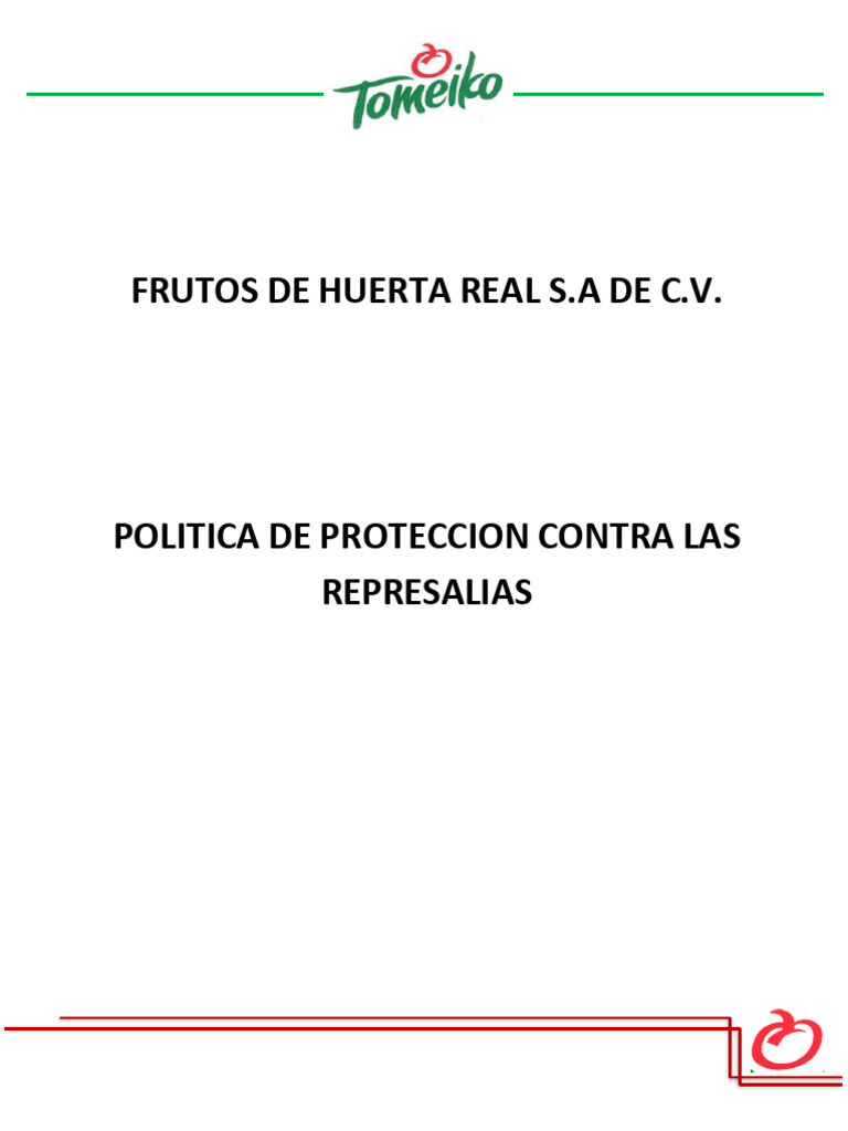Política Anti Represalias Laborales | PDF | Business | Psicología Social
