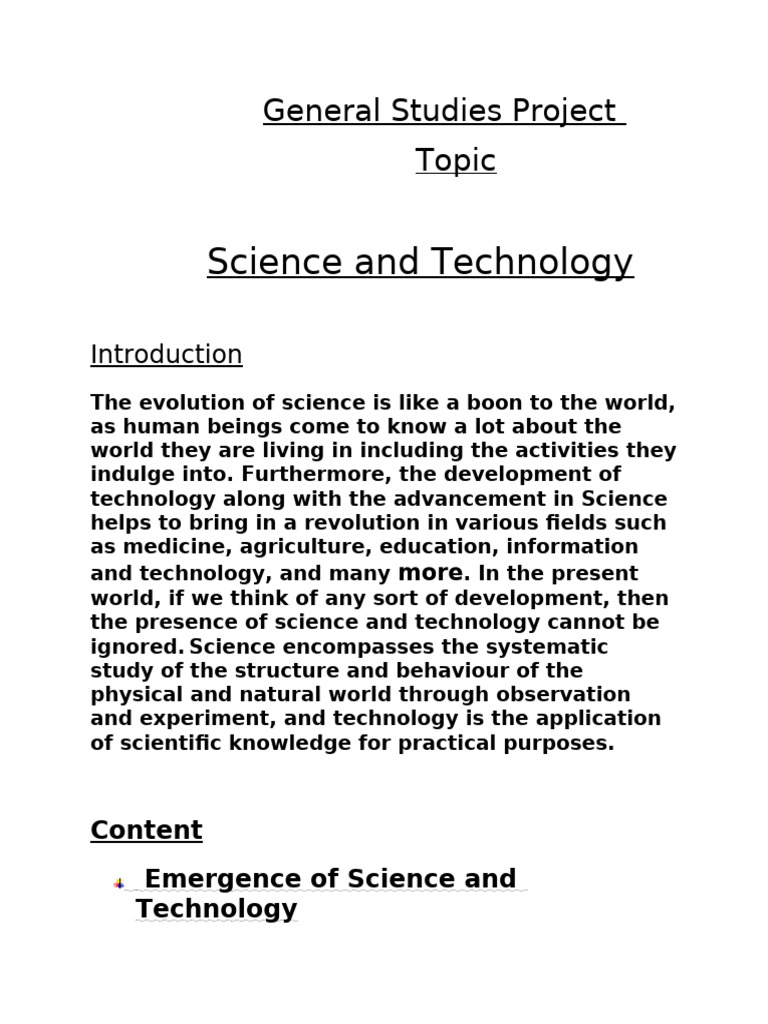 General Studies Project | PDF | Emerging Technologies | Science