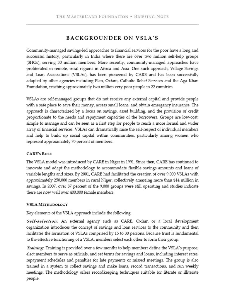 VSLA Website Brief | PDF | Microfinance | Interest