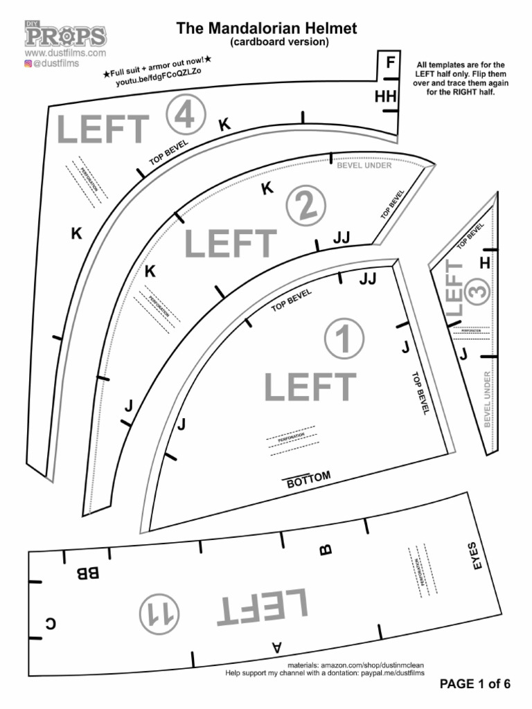 DIY Cardboard Mandalorian Helmet Templates | PDF