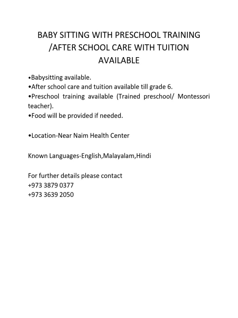 Childcare & Tuition Services | PDF