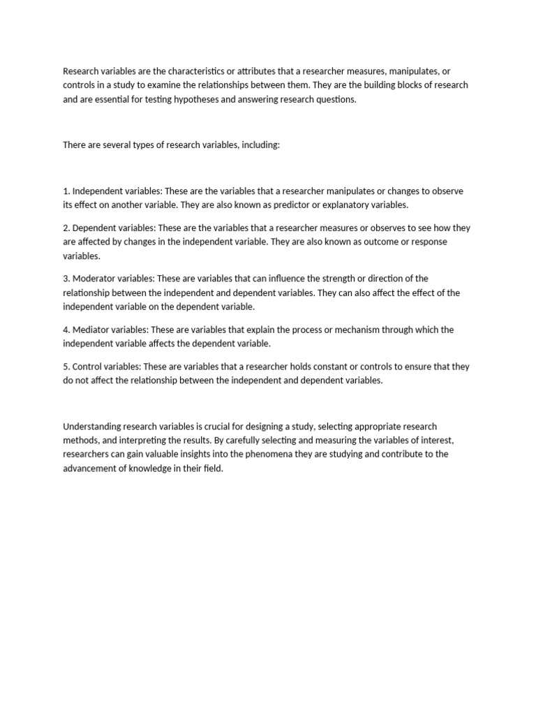 Research variables | PDF