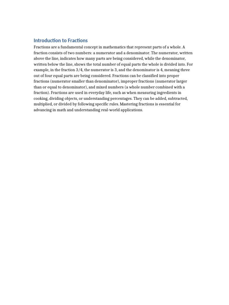 Introduction To Fractions | PDF