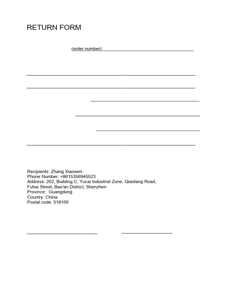 Return Form | PDF